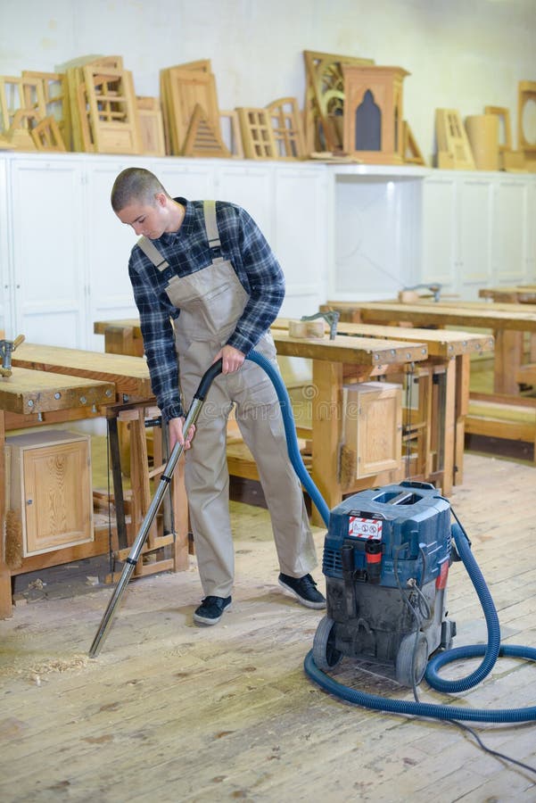 Carpenter Cleaning the Floor Stock Image - Image of cleaner, electronic ...