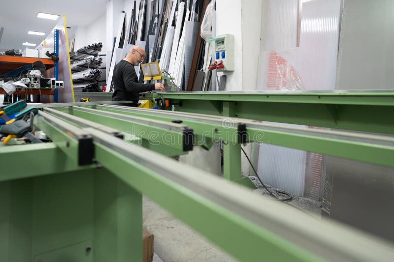 Carpenter Working Aluminum Profiles Workshop Stock Photos - Free ...