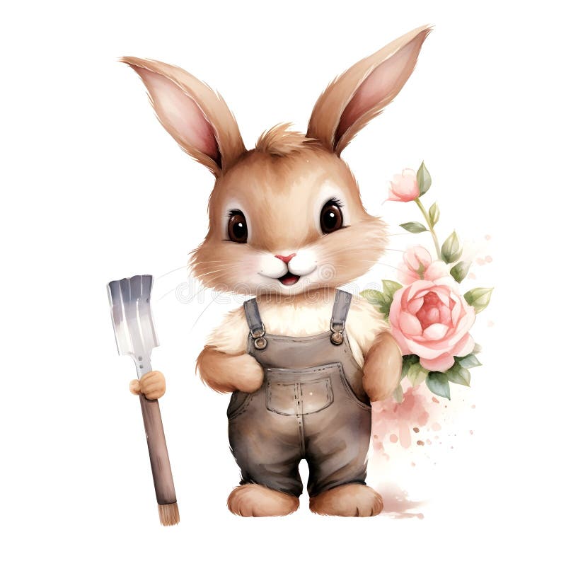 Carpenter Cute Bunny Blue Cute Bunny Watercolor Stock Illustration ...
