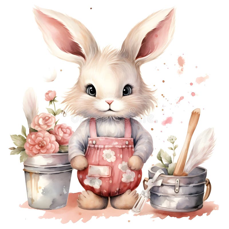Carpenter Cute Bunny Blue Cute Bunny Watercolor Stock Illustration ...