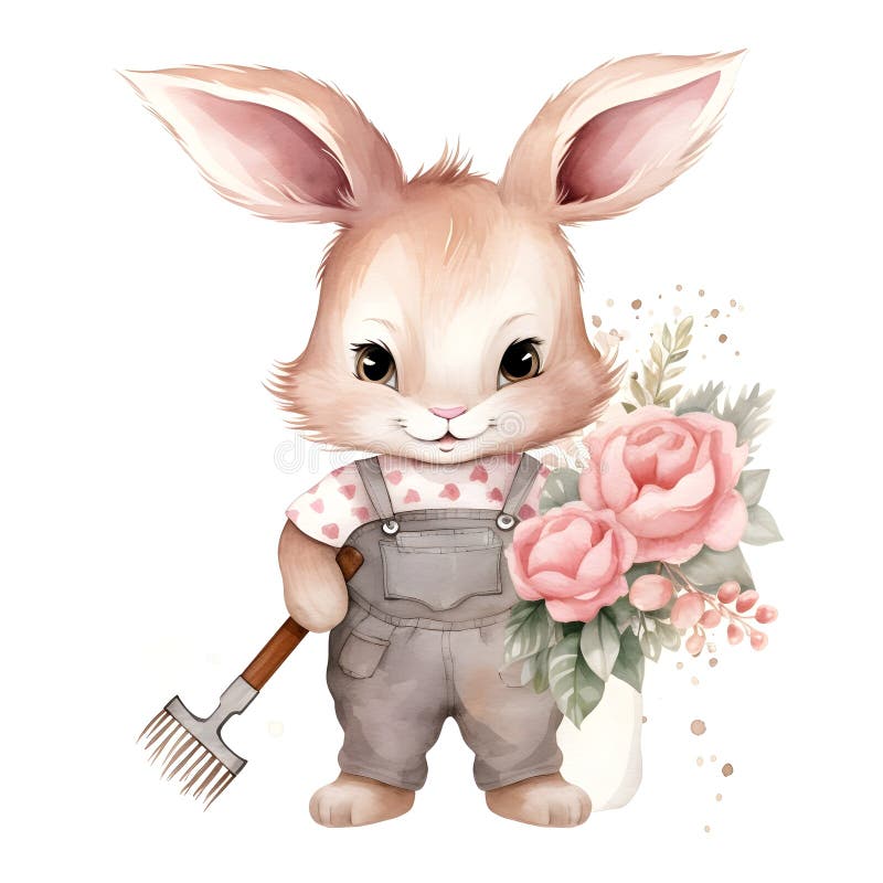 Carpenter Cute Bunny Blue Cute Bunny Watercolor Stock Illustration ...