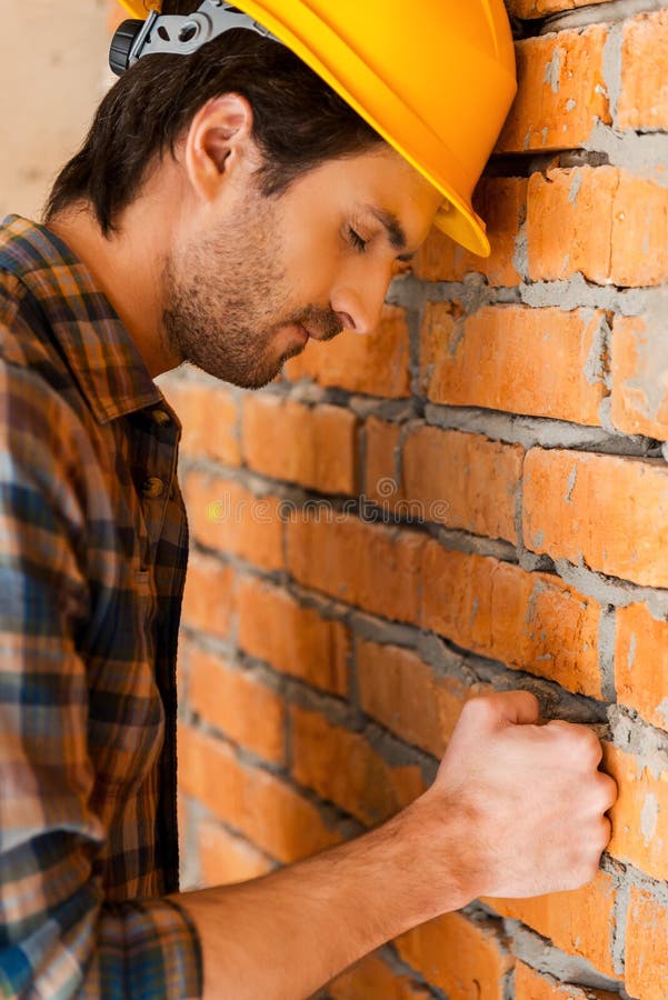 Carpenter in despair. stock photo. Image of expertise - 53703384