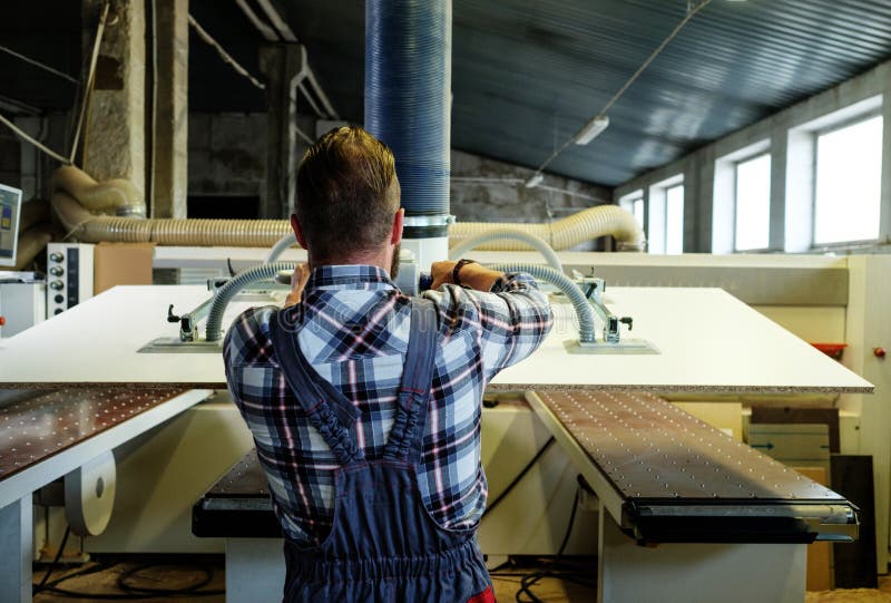 Carpenter Doing His Work in Carpentry Workshop. Stock Image - Image of ...