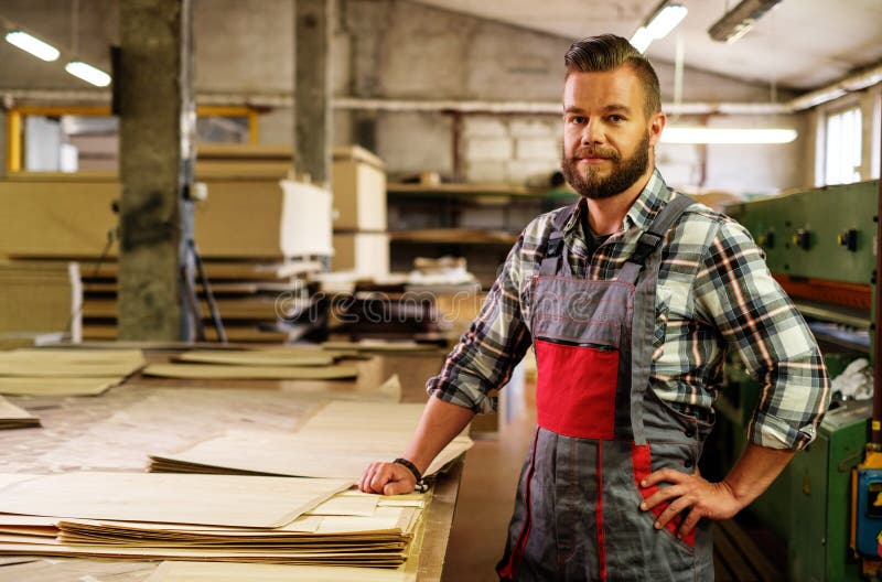 Carpenter Doing His Job in Carpentry Workshop Stock Photo - Image of ...
