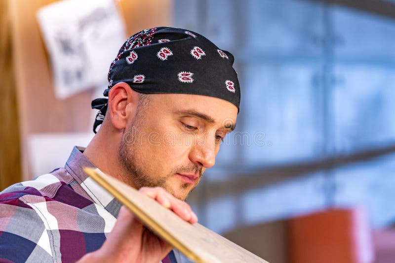 Carpenter Doing His Job in Carpentry Workshop. a Man in a Carpentry ...