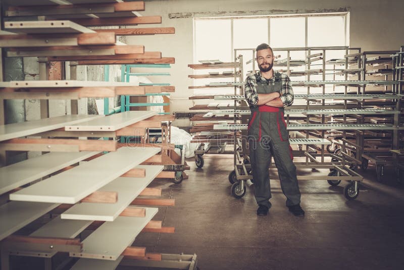 Carpenter Doing His Work in Carpentry Workshop. Stock Photo - Image of ...