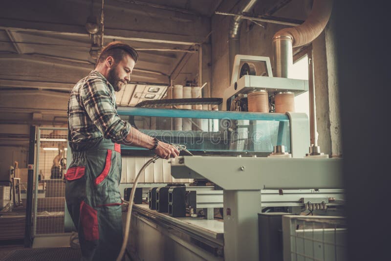 Carpenter Doing His Work in Carpentry Workshop. Stock Image - Image of ...