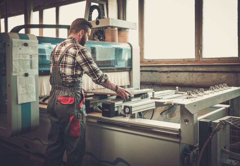 Carpenter Doing His Work in Carpentry Workshop. Stock Image - Image of ...