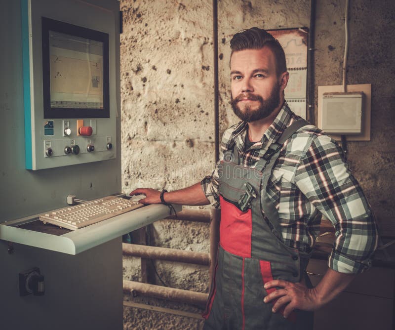 Carpenter Doing His Work in Carpentry Workshop. Stock Photo - Image of ...