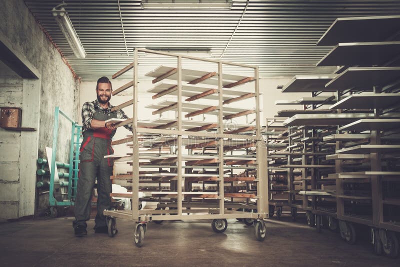Carpenter Doing His Work in Carpentry Workshop. Stock Image - Image of ...