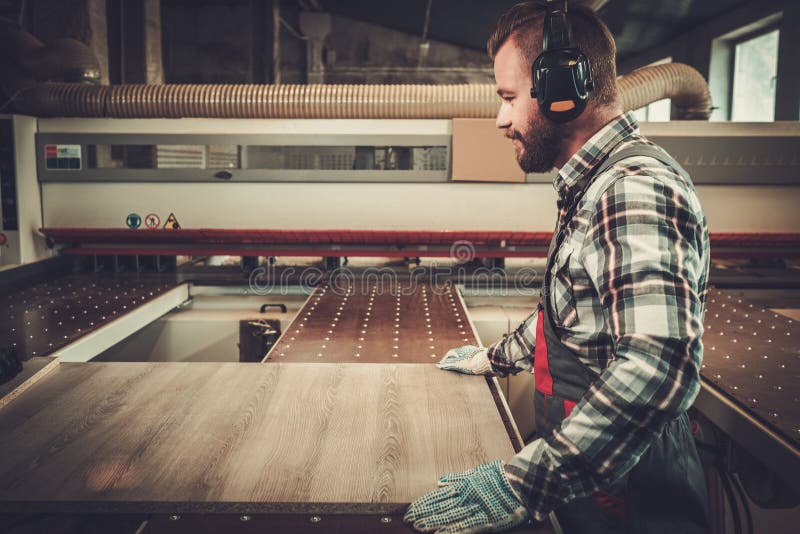 Carpenter Doing His Work in Carpentry Workshop. Stock Photo - Image of ...