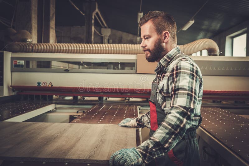 Carpenter Doing His Work in Carpentry Workshop. Stock Image - Image of ...