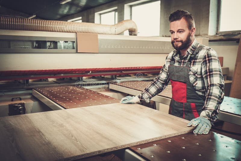 Carpenter Doing His Work in Carpentry Workshop. Stock Image - Image of ...
