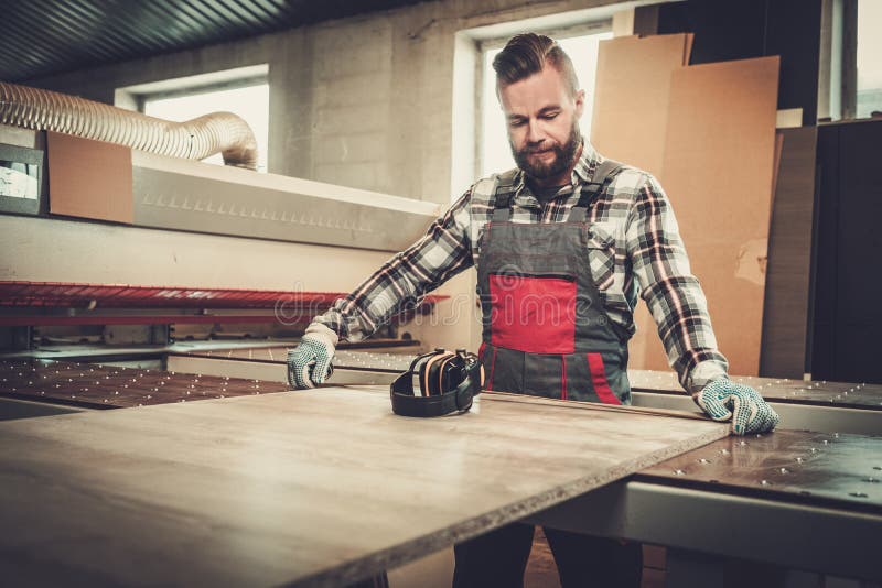 Carpenter Doing His Work in Carpentry Workshop. Stock Photo - Image of ...