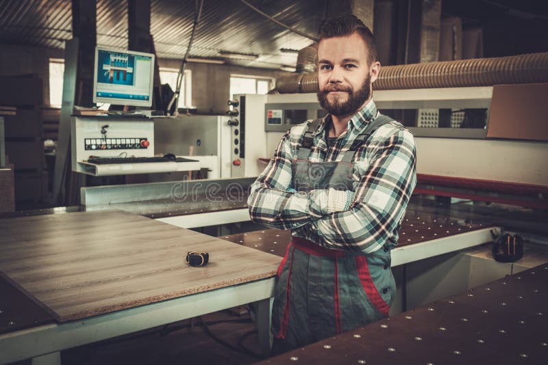 Carpenter Doing His Work in Carpentry Workshop. Stock Photo - Image of ...