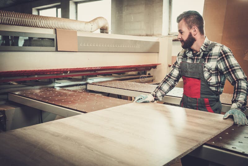 Carpenter Doing His Work in Carpentry Workshop. Stock Image - Image of ...