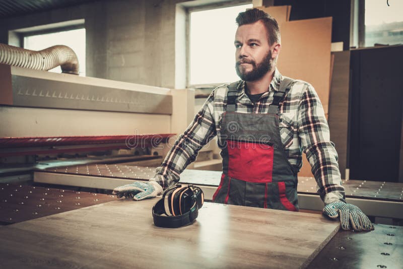 Carpenter Doing His Work in Carpentry Workshop. Stock Image - Image of ...