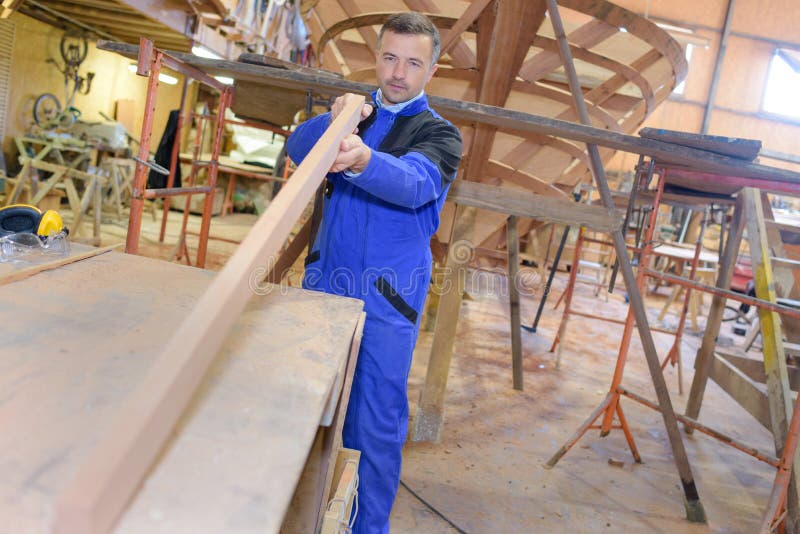 Carpenter Doing Job in Carpentry Workshop Stock Photo - Image of ...