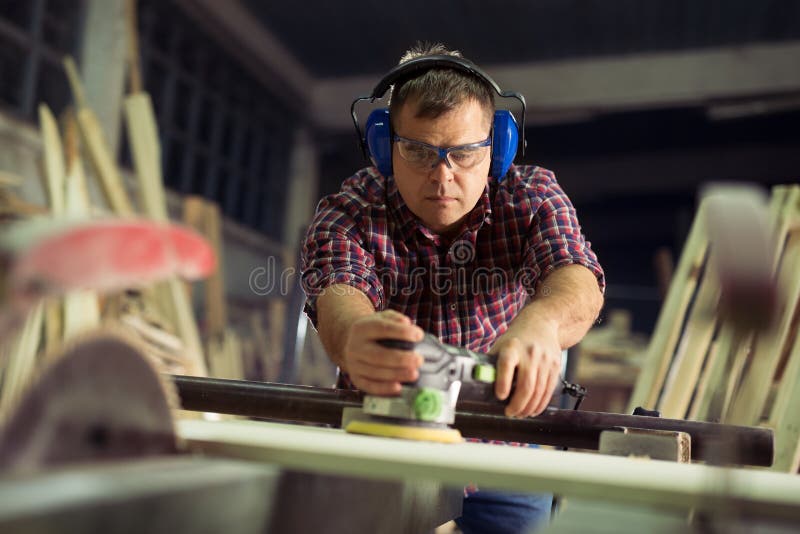 Carpenter with an Electric Router Stock Photo - Image of wood, manual ...