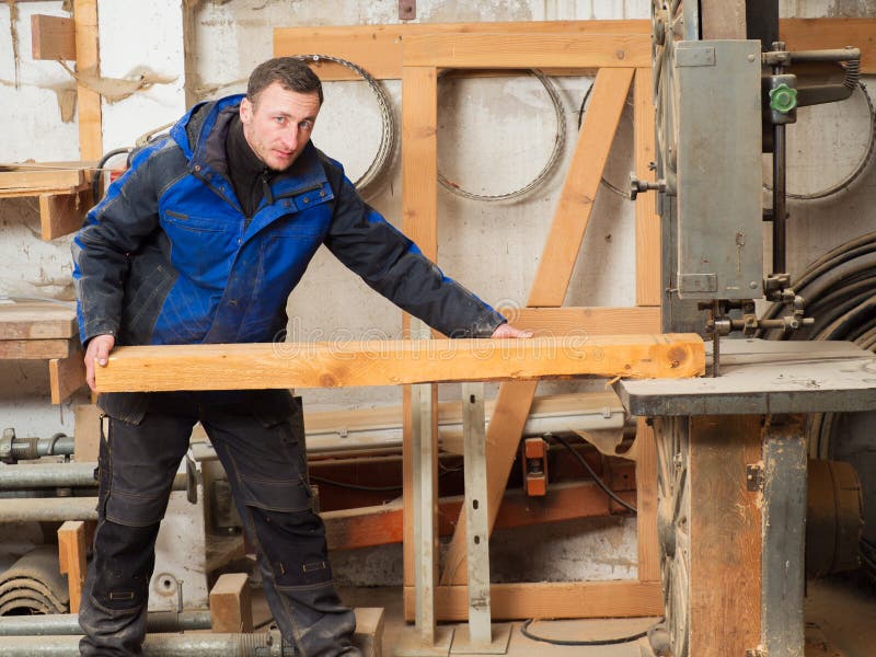 Carpenter on an Electric Saw Machine Stock Image - Image of plank ...