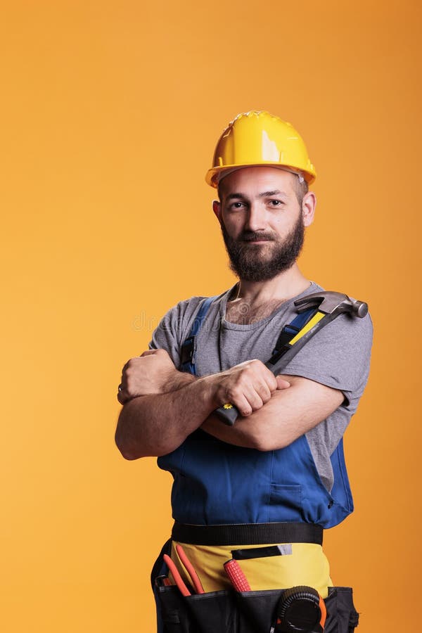 Carpenter Expert Holding Sledgehammer on Camera Stock Photo - Image of ...