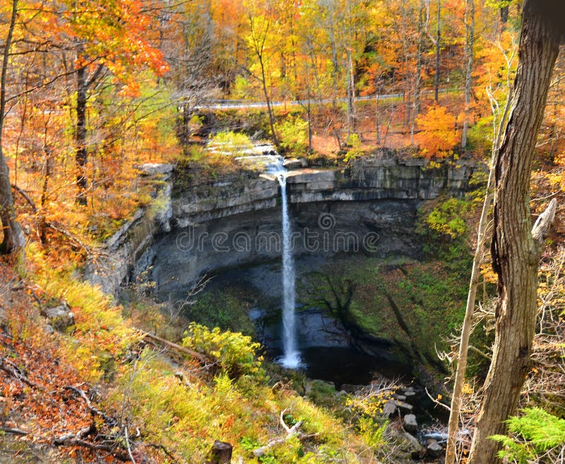Carpenter Falls Surrounded by Autumn Leaf Colors Stock Image - Image of ...
