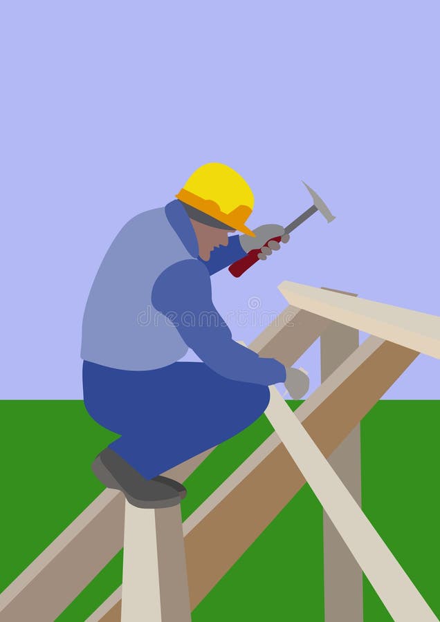 Carpenter with hammer stock illustration. Illustration of construction ...