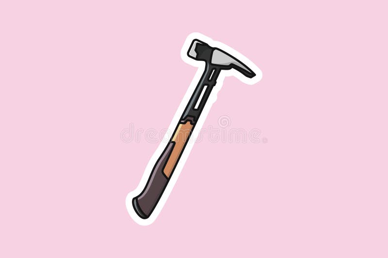 Carpenter Hammer Tool Sticker Vector Illustration. Carpentry and ...