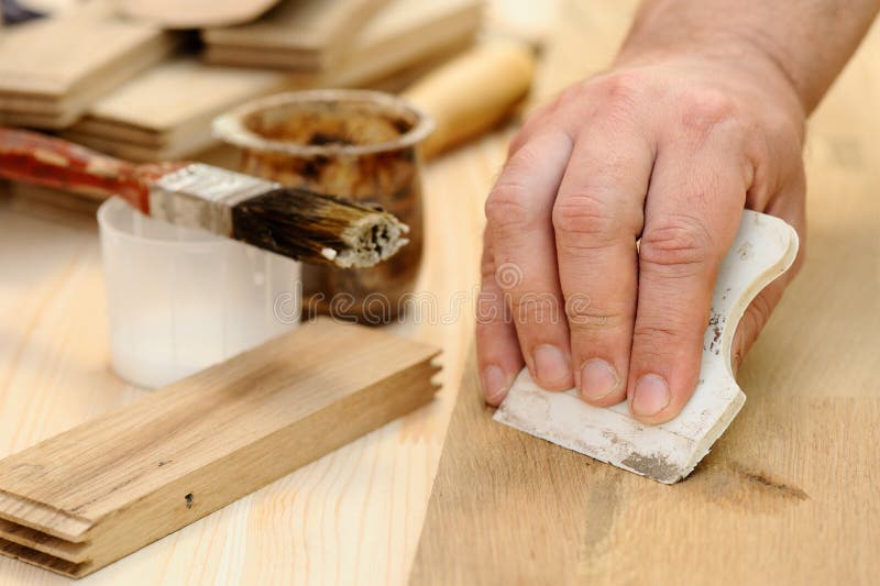 Carpenter Hands at Work with Spatula Stock Photo - Image of carpenter ...