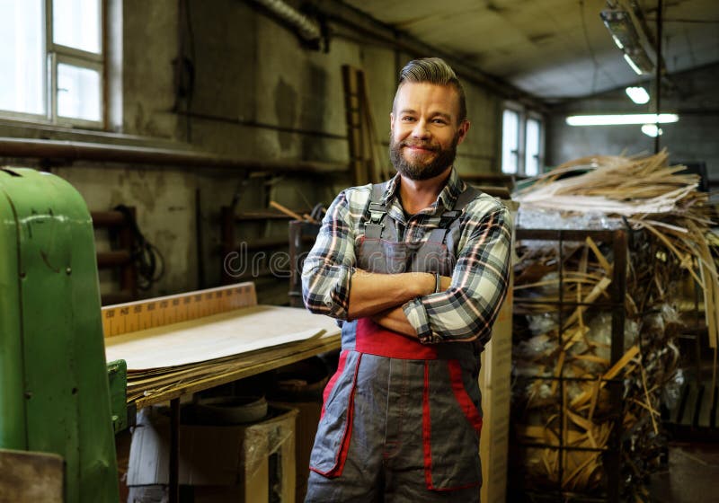 Carpenter on His Workplace in Carpentry Workshop Stock Photo - Image of ...