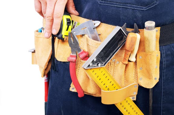 Carpenter Holding Different Tools on His Belt Stock Image - Image of ...
