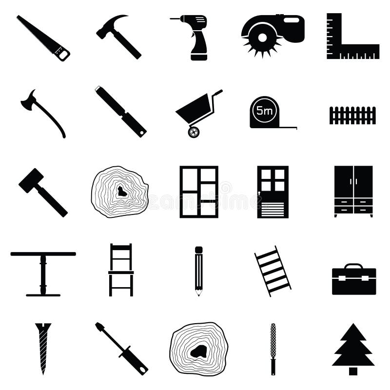 Carpenter icon set stock vector. Illustration of pencil - 102201369