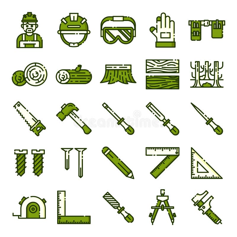 Carpenter icons pack stock vector. Illustration of industry - 144193572
