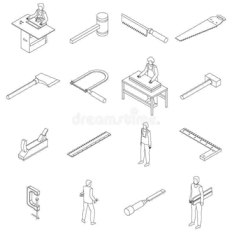 Carpenter Icons Set Vector Outline Stock Illustration - Illustration of ... Carpenter Icons Set Vector Outline Stock Illustration - Illustration of ...