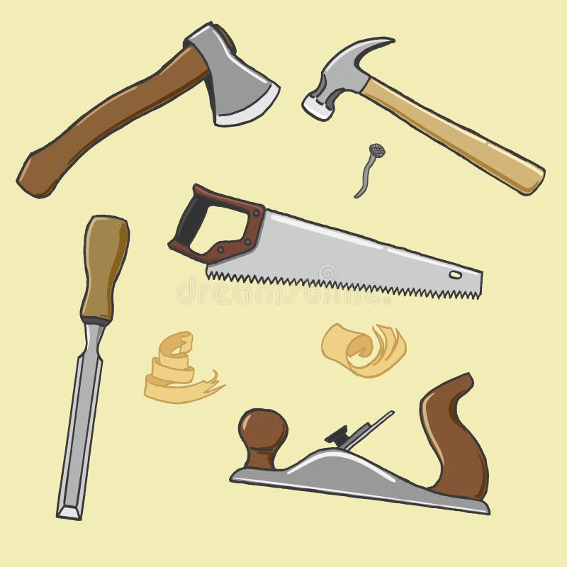 Old Carpenter Tools on White Stock Vector - Illustration of carpentry ...
