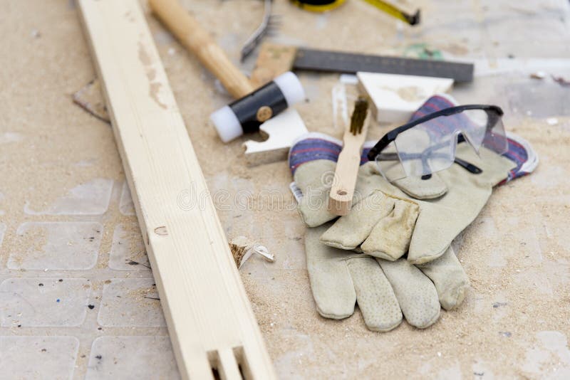 Carpenter Instruments and Wood Board Stock Photo - Image of wood ...