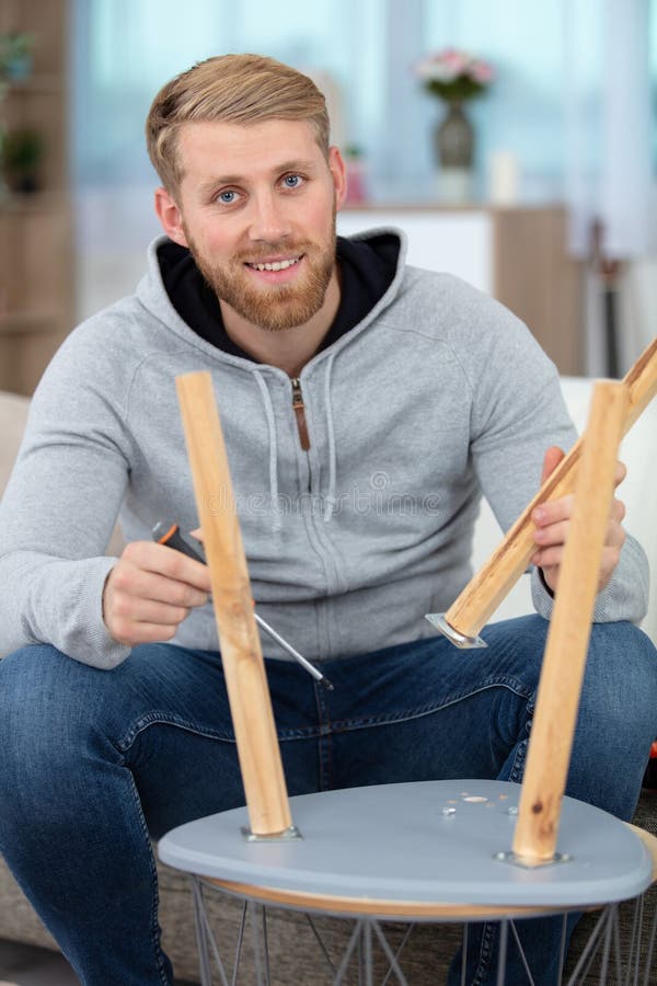 Carpenter Making Wooden Chair I Stock Image - Image of worker ...
