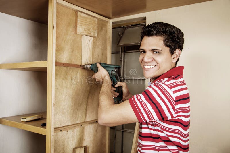 Carpenter man working stock image. Image of male, hair - 128358157