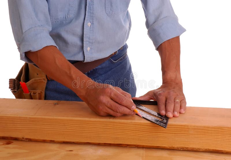 Carpenter marking cut line stock image. Image of worker - 2486697