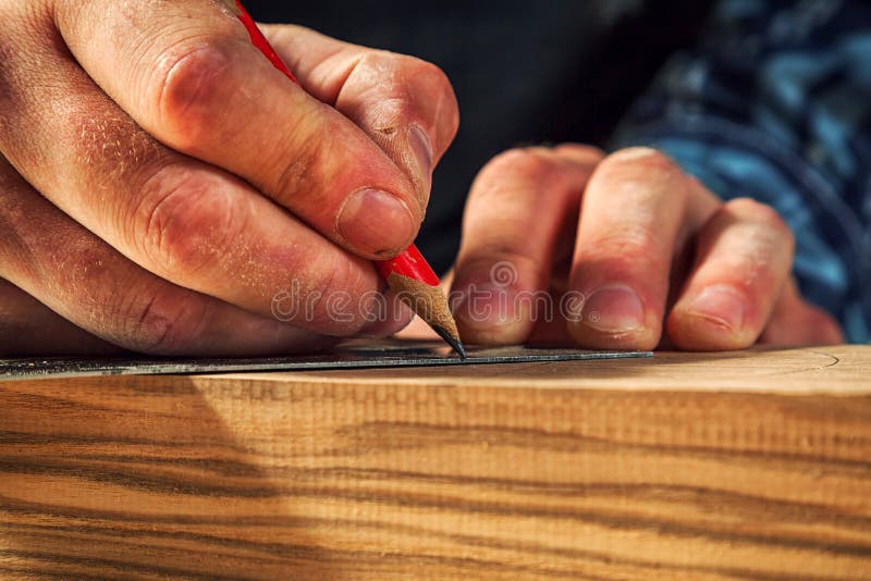 Carpenter marks wooden stock photo. Image of measuring - 120484632