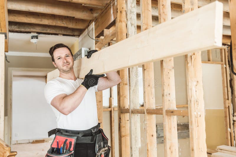 Carpenter Men Working in an Old House Stock Photo - Image of love ...