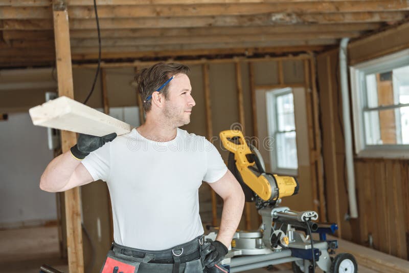 Carpenter Men Working in an Old House Stock Photo - Image of equipment ...