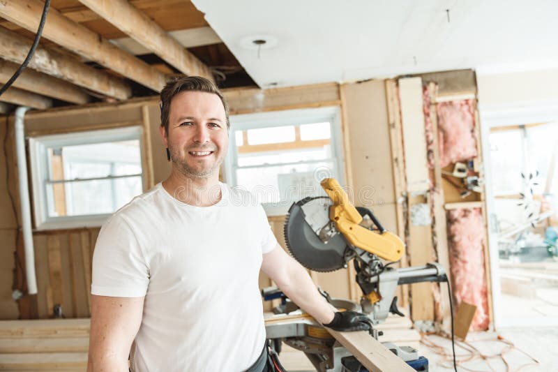 Carpenter Men Working in an Old House Stock Image - Image of circular ...