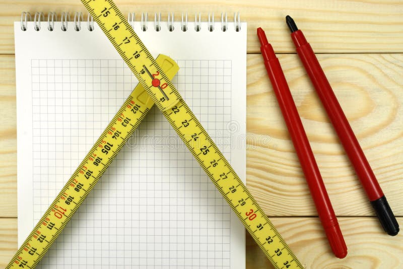 Carpenter Meter on a Wooden Table Stock Photo - Image of business ...