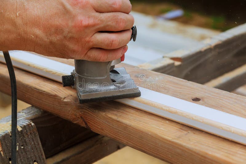 Carpenter Milled Wood Upper Hand Electric Router Stock Image - Image of ...