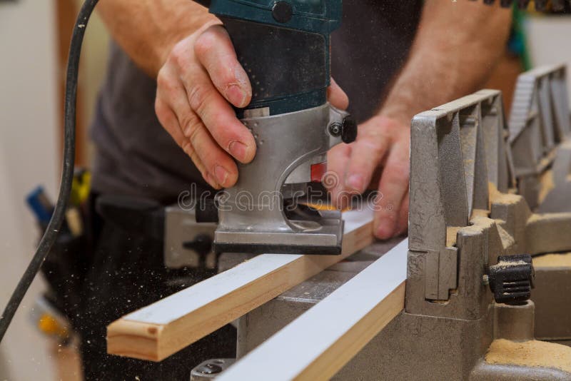 Carpenter Milled Wood Upper Hand Electric Router Stock Image - Image of ...