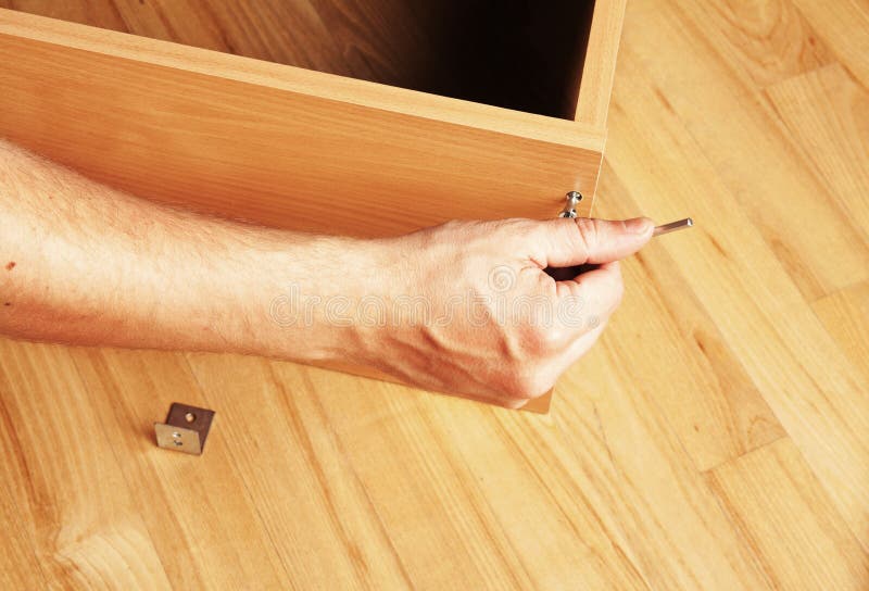 Carpenter Mounting Wooden Furniture Stock Photo - Image of building ...