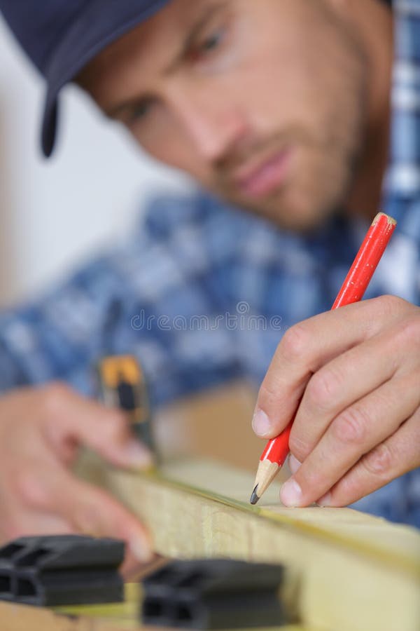 Carpenter Plans Project Writes Drawings Workshop Stock Photos - Free ...