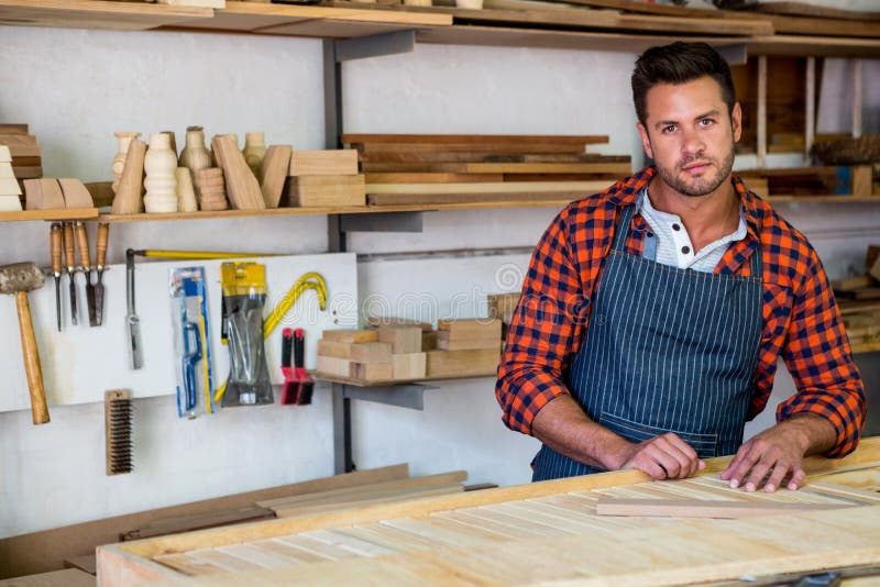 Carpenter is Posing and Smiling Stock Photo - Image of person ...