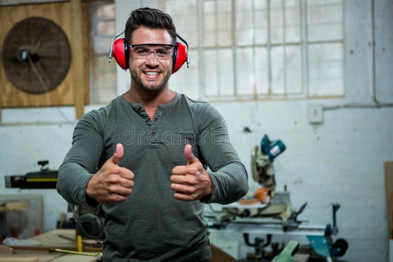 Carpenter Posing His Craft His Protection Equipment Stock Photos - Free ...